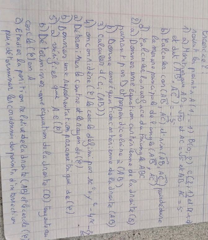 Excercice 1)a) Montrer que AB = 10 et AC = 5 | StudyX