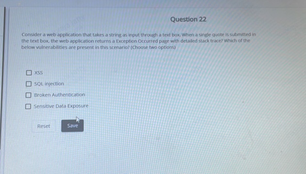 Question 22 Consider a web application that | StudyX