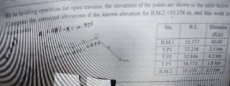 B) In leveling operation for open traverse | StudyX