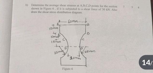 b) Determine the average shear stresses at | StudyX