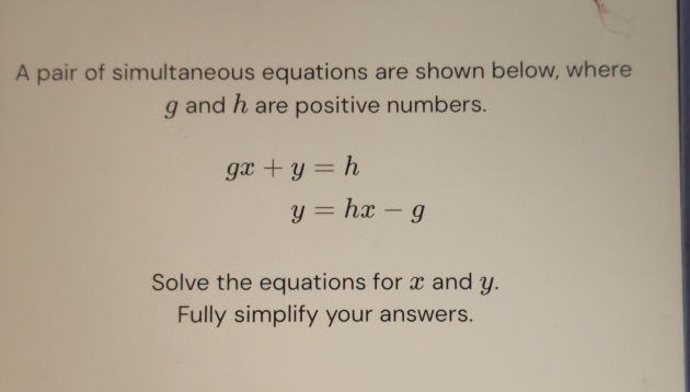 A pair of simultaneous equations are shown | StudyX