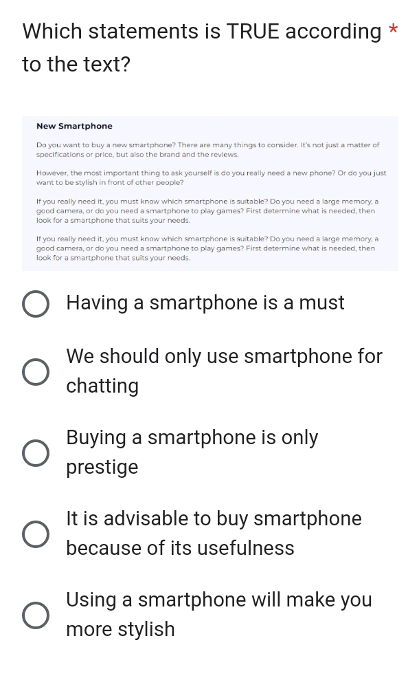 Which statements is TRUE according to the | StudyX