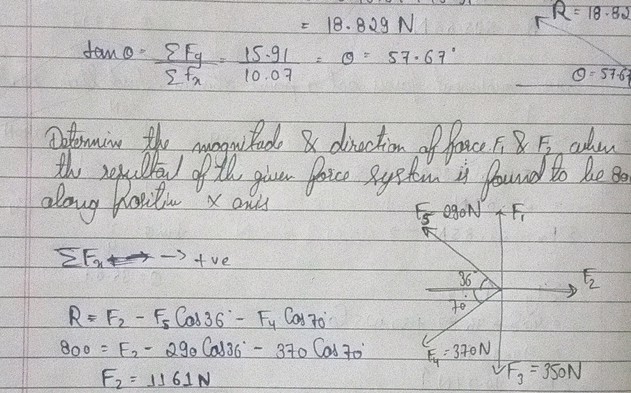 Determine the magnitude direction of force | StudyX