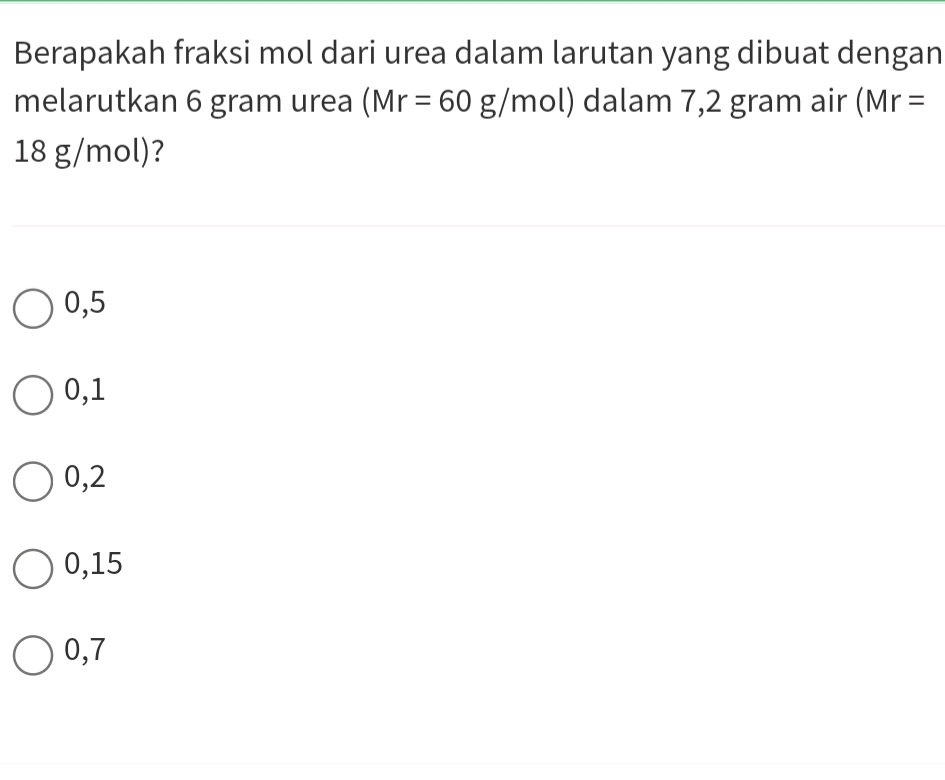 Berapakah fraksi mol dari urea dalam larutan | StudyX