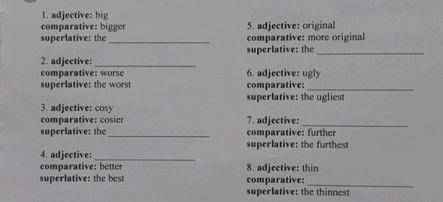 1 adjective big comparative bigger | StudyX
