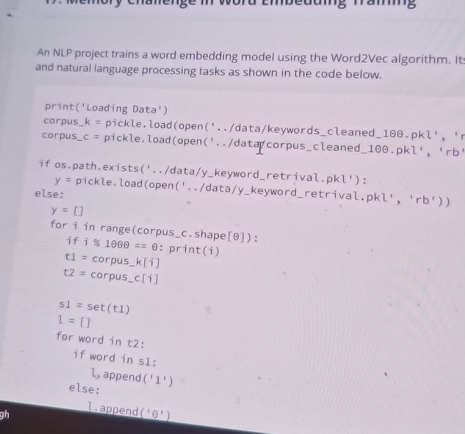 An NLP project trains a word embedding model | StudyX