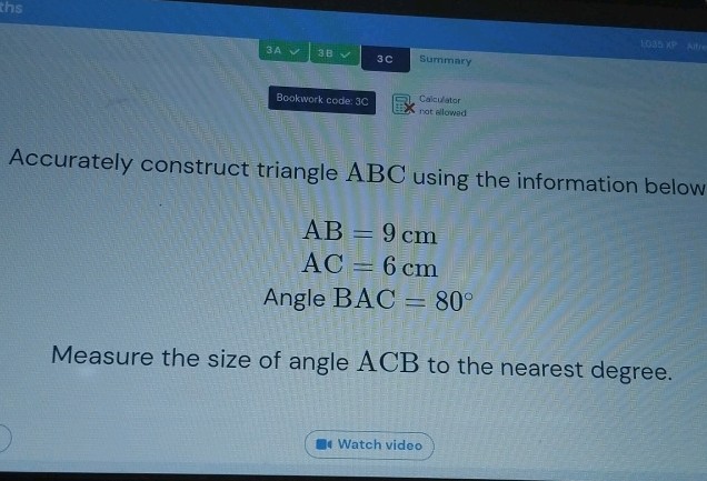 Accurately construct triangle ABC using the | StudyX