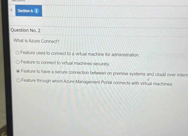 Question No 2 What is Azure Connect Feature | StudyX