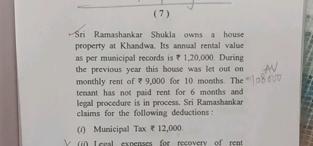 Sri Ramashankar Shukla owns a house property | StudyX