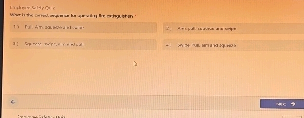 Employee Safety Quiz What is the correct | StudyX