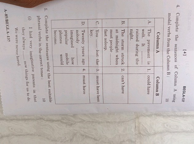 4 Complete the sentences of Column A using | StudyX