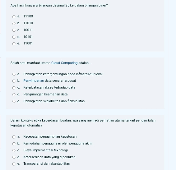 Apa hasil konversi bilangan desimal 25 ke | StudyX