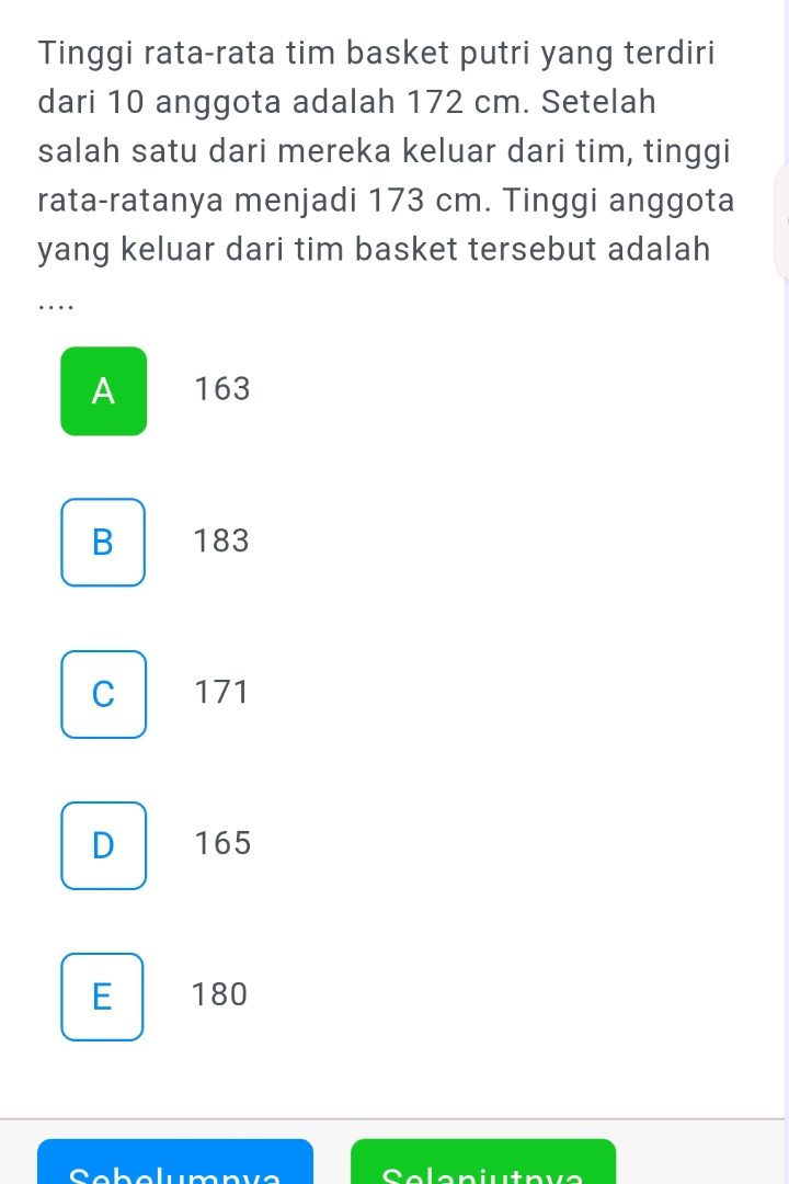 Tinggi rata-rata tim basket putri yang | StudyX
