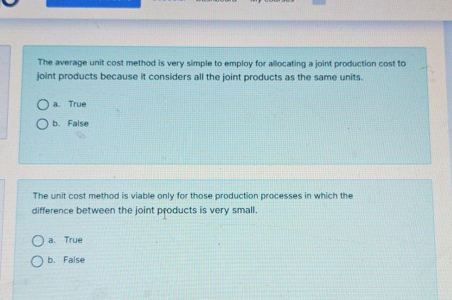 The average unit cost method is very simple | StudyX