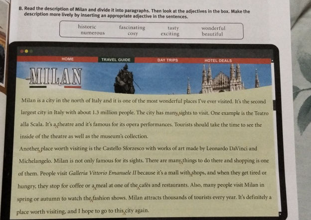 B Read the description of Milan and divide | StudyX