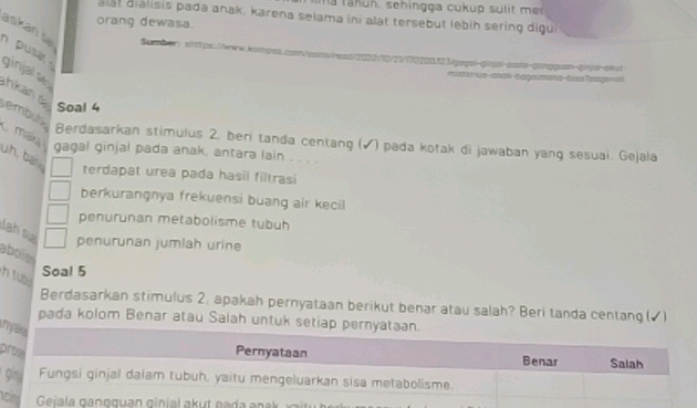 Soal 4 Berdasarkan stimulus 2 beri tanda | StudyX