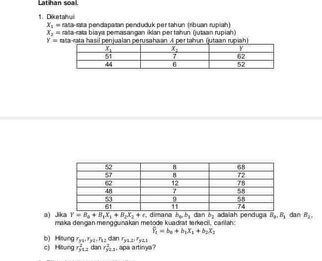 Latihan soal 1 Diketahui X = rata-rata | StudyX