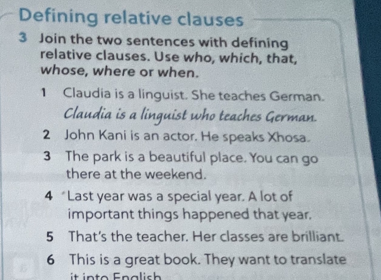 Defining relative clauses 3 Join the two | StudyX