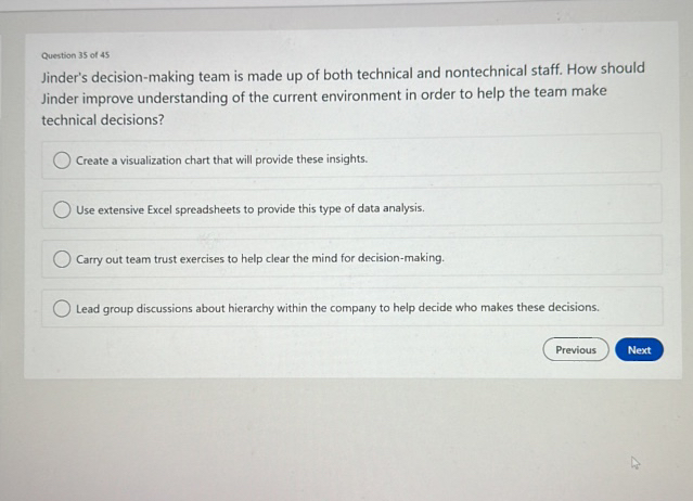 Jinders decision-making team is made up of | StudyX