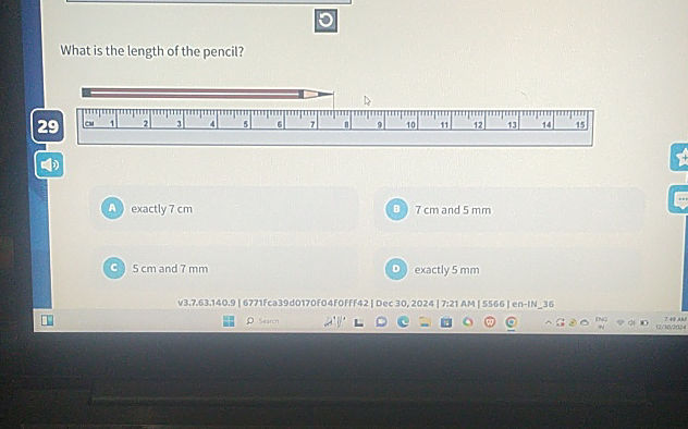 What is the length of the pencil Image of a | StudyX