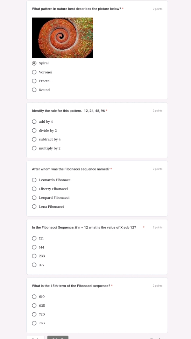 What pattern in nature best describes the | StudyX