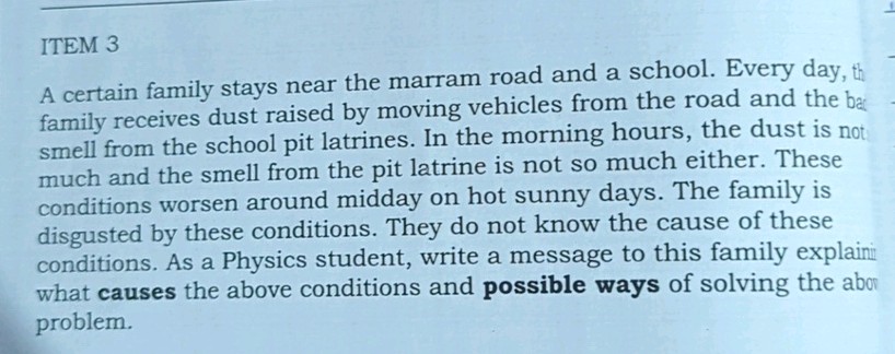 ITEM 3 A certain family stays near the | StudyX