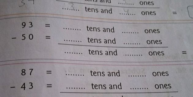 93 = tens and ones - 50 = tens and ones | StudyX