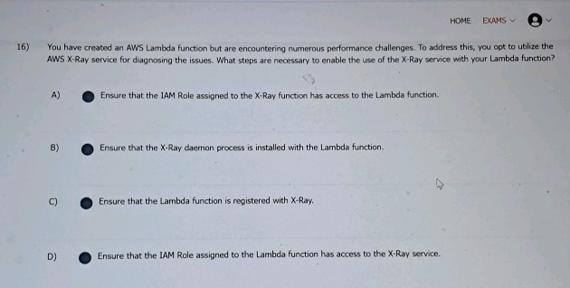 16) You have created an AWS Lambda function | StudyX