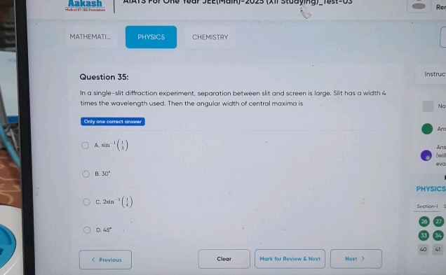 Question 35 In a single-slit diffraction | StudyX