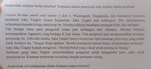 Analisislah struktur berita tersebut | StudyX