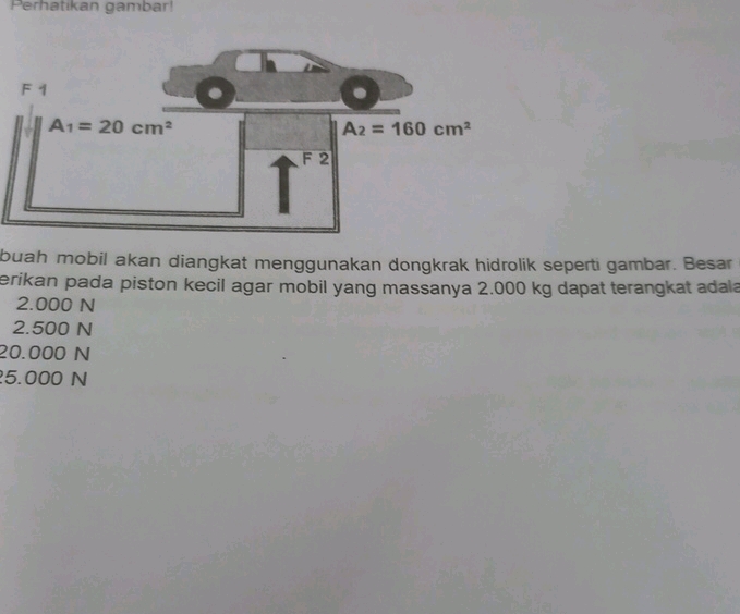 Perhatikan gambar Sebuah mobil akan diangkat | StudyX