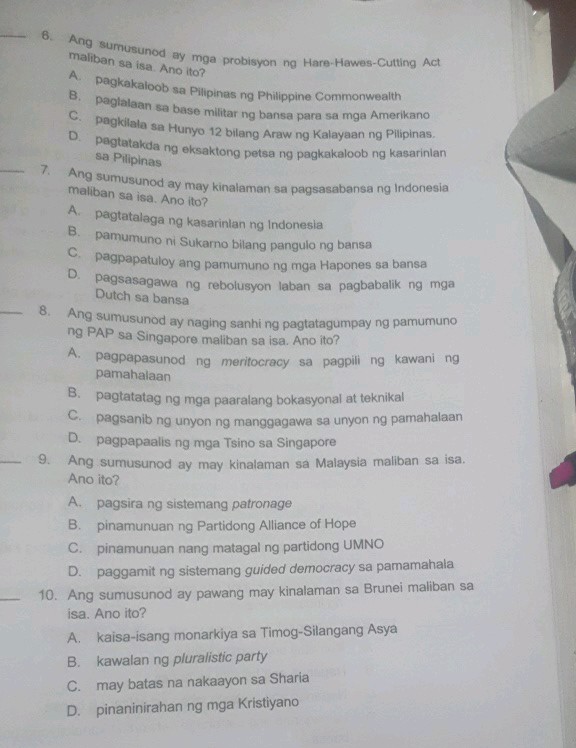 6 Ang sumusunod ay mga probisyon ng | StudyX