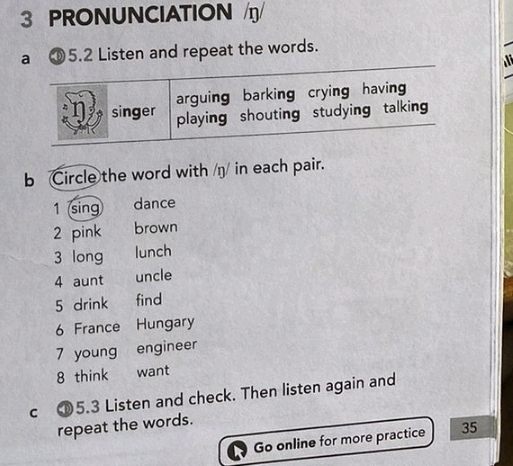 3 PRONUNCIATION /n/ a 52 Listen and repeat | StudyX