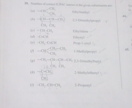 39 Number of correct IUPAC names in the | StudyX
