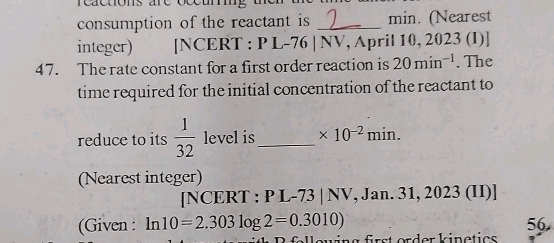 47 The rate constant for a first order | StudyX