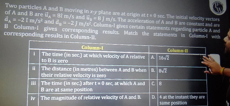 Two particles A and B moving in x-y plane | StudyX