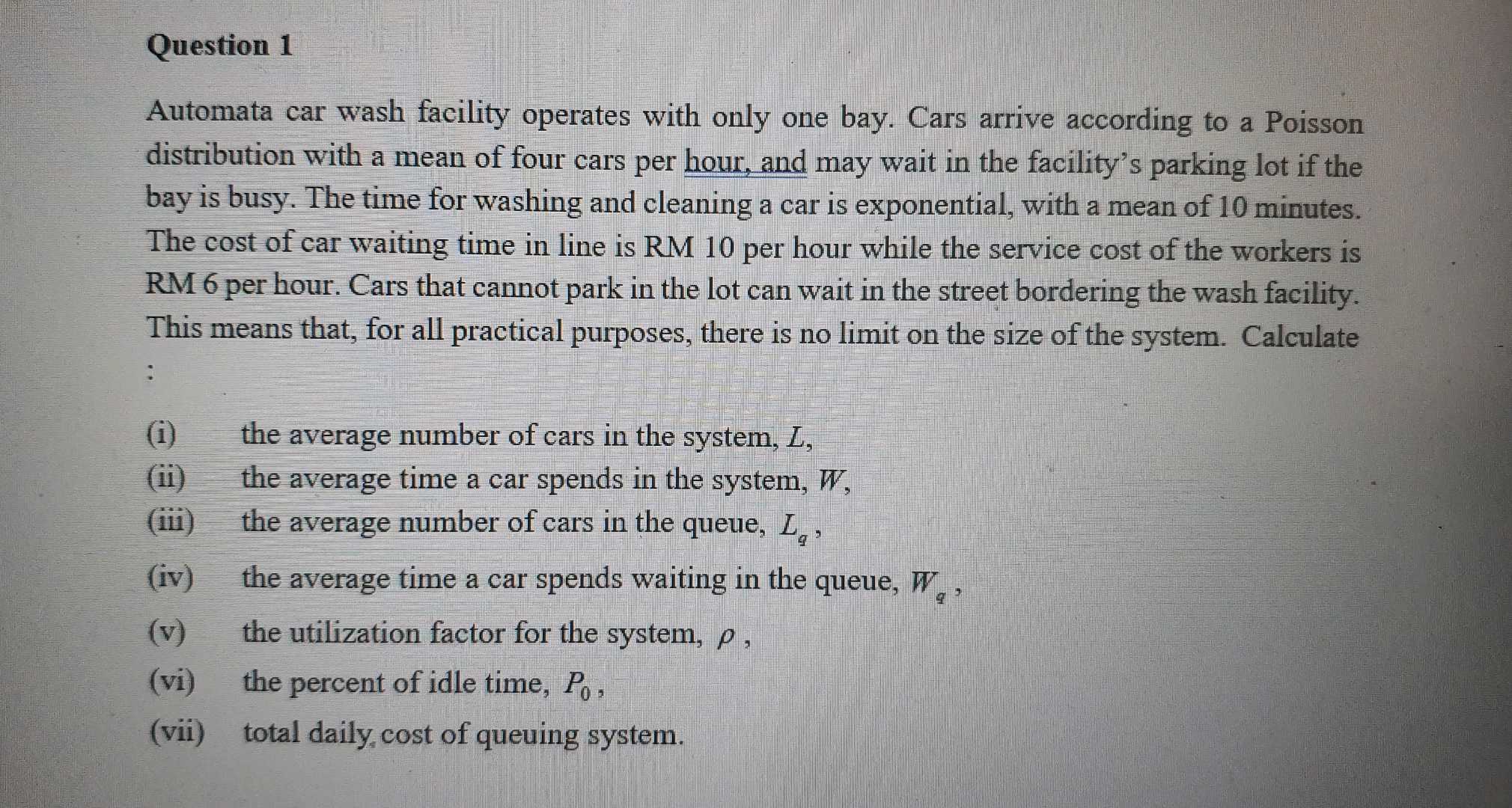 Question 1 Automata car wash facility | StudyX