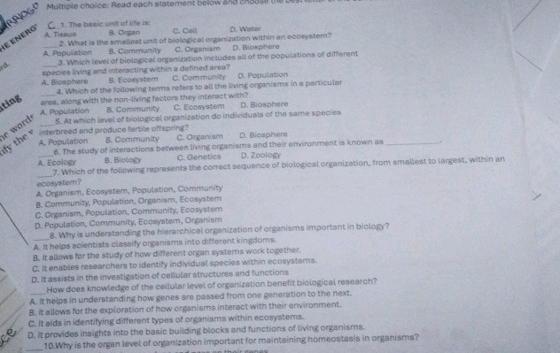 Multiple choice Read each statement below | StudyX