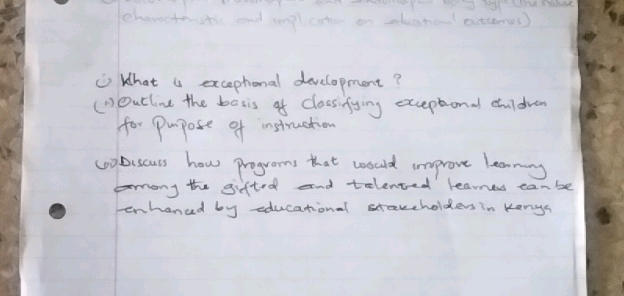 What is exceptional development (i) Outline | StudyX