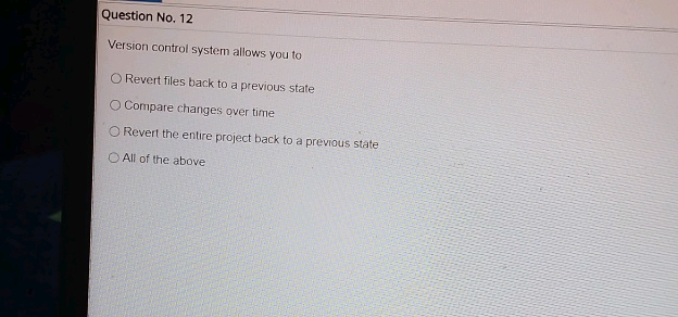 Question No 12 Version control system allows | StudyX