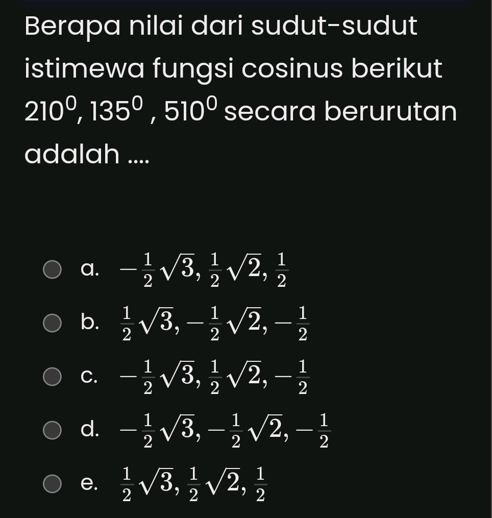 Berapa nilai dari sudut-sudut istimewa | StudyX