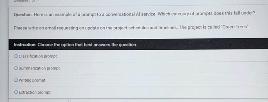 Question Here is an example of a prompt to a