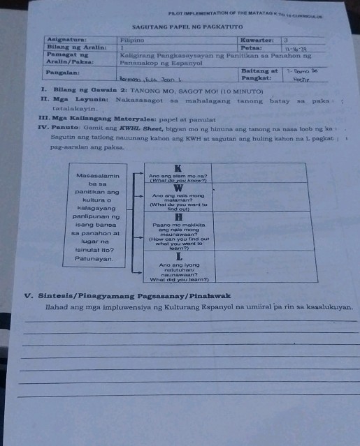 PILOT IMPLEMENTATION OF THE MATATAG K TO 12 | StudyX