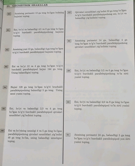 10 GEOMETRIK SHAKLLAR 80 Asosining perimetri | StudyX