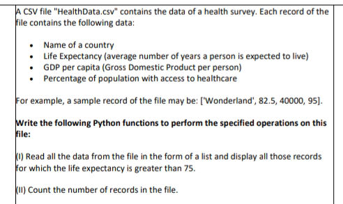 A CSV file HealthDatacsv contains the data | StudyX