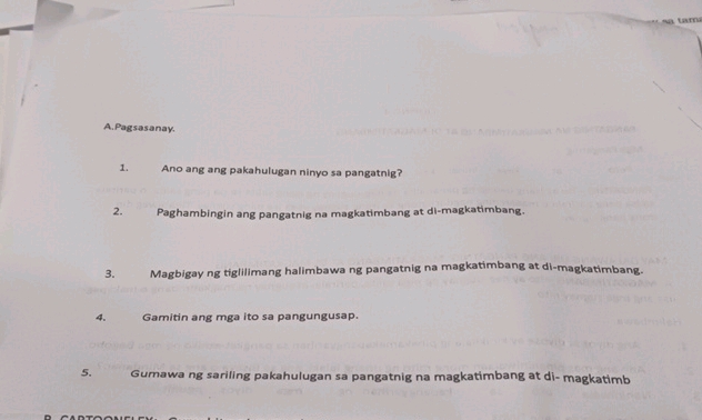 APagsasanay 1 Ano ang ang pakahulugan ninyo | StudyX