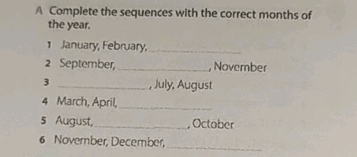 A Complete the sequences with the correct | StudyX