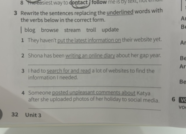 3 Rewrite the sentences replacing the | StudyX