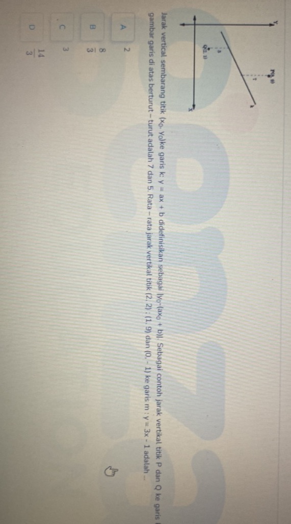 Jarak vertikal sembarang titik (xo yo) ke | StudyX