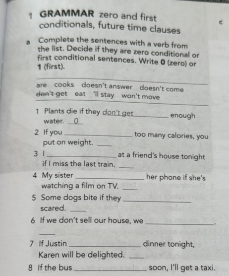 1 GRAMMAR zero and first conditionals future | StudyX